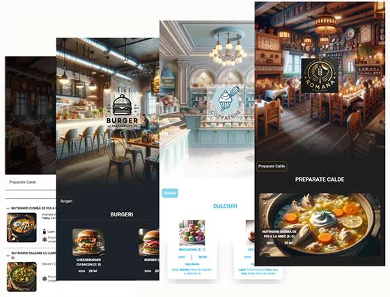 Meniu digital si calculator valori nutritionale si Qr Code